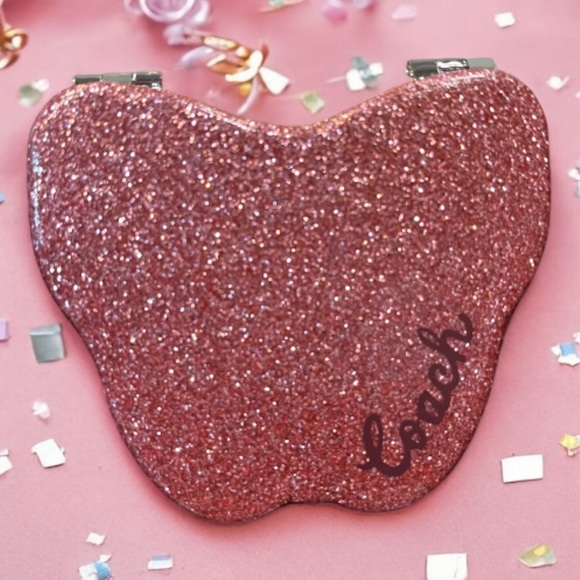 Coach | Accessories | Coach Pink Glitter Butterfly Compact Mirror Nwt ...